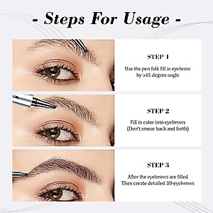 Eyebrow Pencil Eyebrow Microblading Pen - Eyebrow Pen Micro 4 Point Brow Pen Lift & Snatch Eyebrow Eye Makeup Long-Lasting Waterproof & Smudge-proof Natural Eyebrow Hair (Dark Brown)