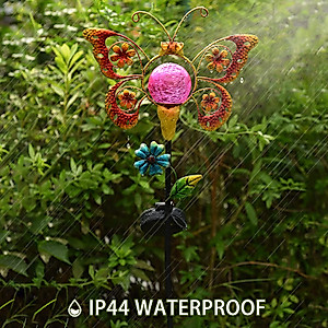 LIGHTSHINE Solar Garden Lights, Metal Butterfly Garden Yard Decor, Waterproof Yard Iron Art Garden Decorations, Outdoor Decor for Patio, Lawn and Pathway.