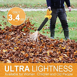 SCHTUMPA 150MPH Cordless Leaf Blower, 3.4LBS Mini Leaf Blower, Electric Leaf Blower with 2 X 3.0Ah Battery & Charger for Cleaning Lawn, Yard, Garage, Patio & Sidewalk