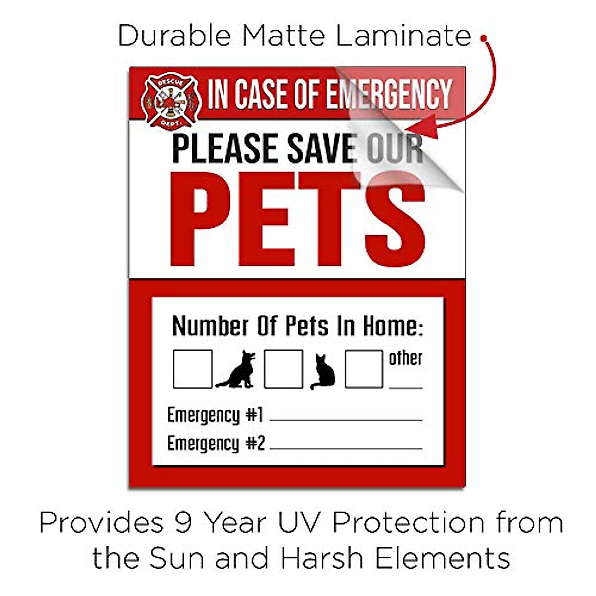 IT'S A SKIN Pet Rescue Sticker Fire Safety - Window Sticker - Save Our Pets Emergency Pet Window Decal - Dog Cat Pet Durable Laminate 4x5-4 Pack
