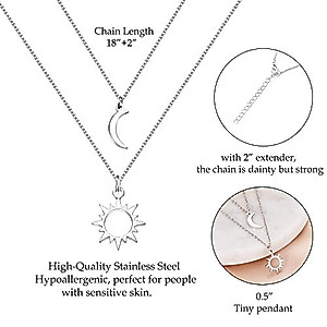 MANVEN Best Friend Necklaces for 2 Girls Sun and Moon Friendship Necklaces for Teen Girls Sisters Bff Friend Gifts for Best Friend