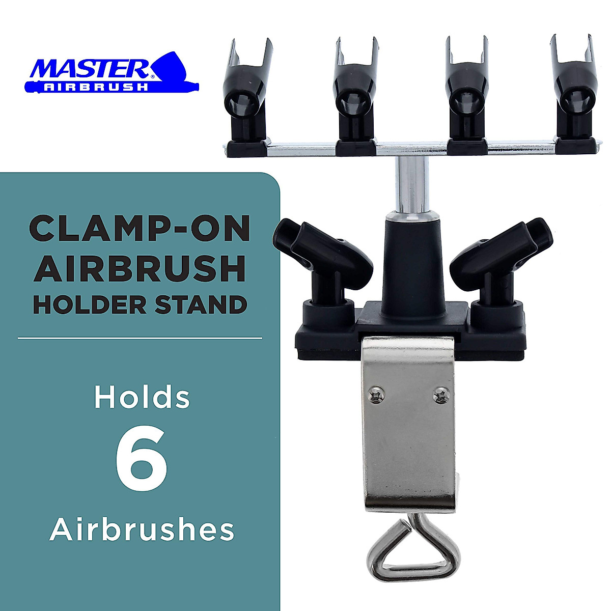 Master Airbrush Universal Clamp-On 6-Airbrush Holder - Airbrush Accessories & Supplies for Garage or Workspace