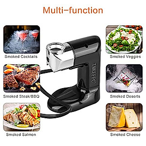 TMKEFFC Smoking Gun Food Smoker Cocktails Smoke Infuser DIY Tools Set, Portable Handheld Indoor Cold Smoke Generator Tool for Meat, Drinks, BBQ, Cheese, Cup Cover and Wood Chips Included
