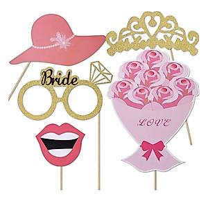 Bemeet 52 Pcs Wedding Photo Booth Props Kit, DIY Funny Selfie Prop with Stick for Bridal Shower and Birthday Party, Easy to Assemble Dress up Accessories and Party Supplies for Cosplay