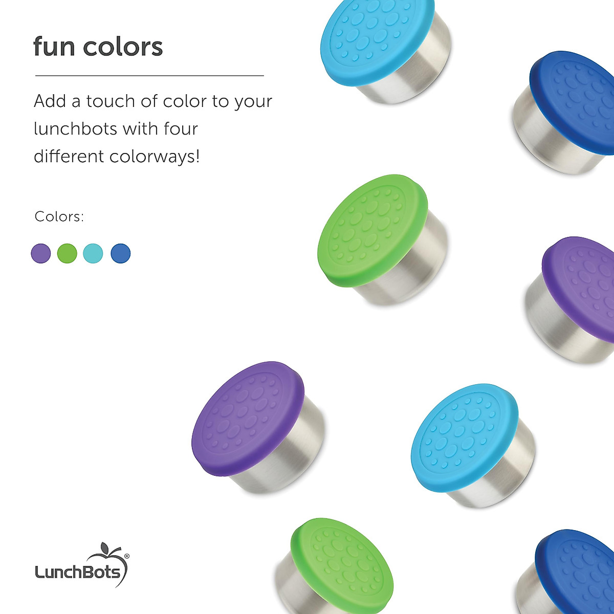 LunchBots 4.5 oz Stainless Steel Dressing Container for Condiments, Dips, Snacks, Dipping Sauce Cups with Silicone Lid, Fits in Lunch Bags and Bento Boxes - Set of 2 (Blue)