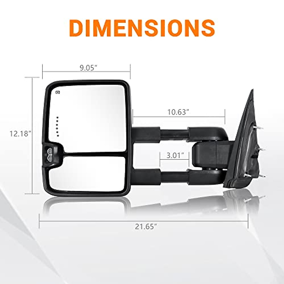 Siziom Switchback Towing Mirrors, for 2014-2018 Chevy Silverado Mirror, GMC Sierra Power Heated Turn Signal Backup Light Manual Telescoping Mirrors Pair Set Paint White