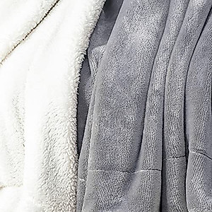 Belleville Sherpa Fleece Blanket Light Grey Throw Size 50 x 60 inches for Dorm Couch Bed Pet Soft Cozy Warm Thick Fuzzy Blankets for Fall Winter All Season