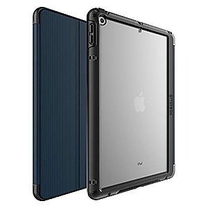 OtterBox SYMMETRY FOLIO SERIES Case for iPad 7th, 8th & 9th Gen (10.2" Display - 2019, 2020 & 2021 version) - COASTAL EVENING (CLEAR/BLACK/BLAZER BLUE), Magnetic Sleep/Wake Cover