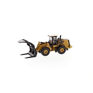 CAT Caterpillar 972M Wheel Loader with Log Fork and Operator High Line Series 1/87 (HO) Scale Diecast Model by Diecast Masters 85950