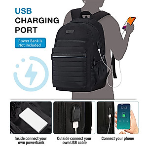 KEOFID Anti-thief travel laptop backpack with USB charging port for men and women,school bookbag for college girls and boys,(Full black)