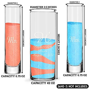 Personalized Monogram Unity Sand Ceremony Set, Wedding Accessories for Reception and Ceremony Unity Set, Sand Ceremony Kit for Wedding, Blended Family Unity Set, Cylinder Set w/Cork