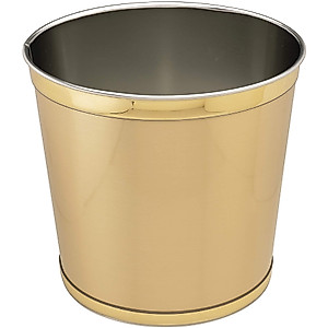 Stephanie Imports Made in USA 5-Gallon Sleek and Stylish Vinyl Mylar Waste Basket (13" X 11") (Metallic Gold)