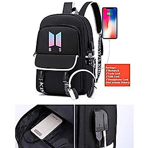 Alikpop Kpop Theft Proof Travel Backpack , Code Lock BookBag with USB Charging Port, Water Resistant Business Back Pack for Student Work Men & Women