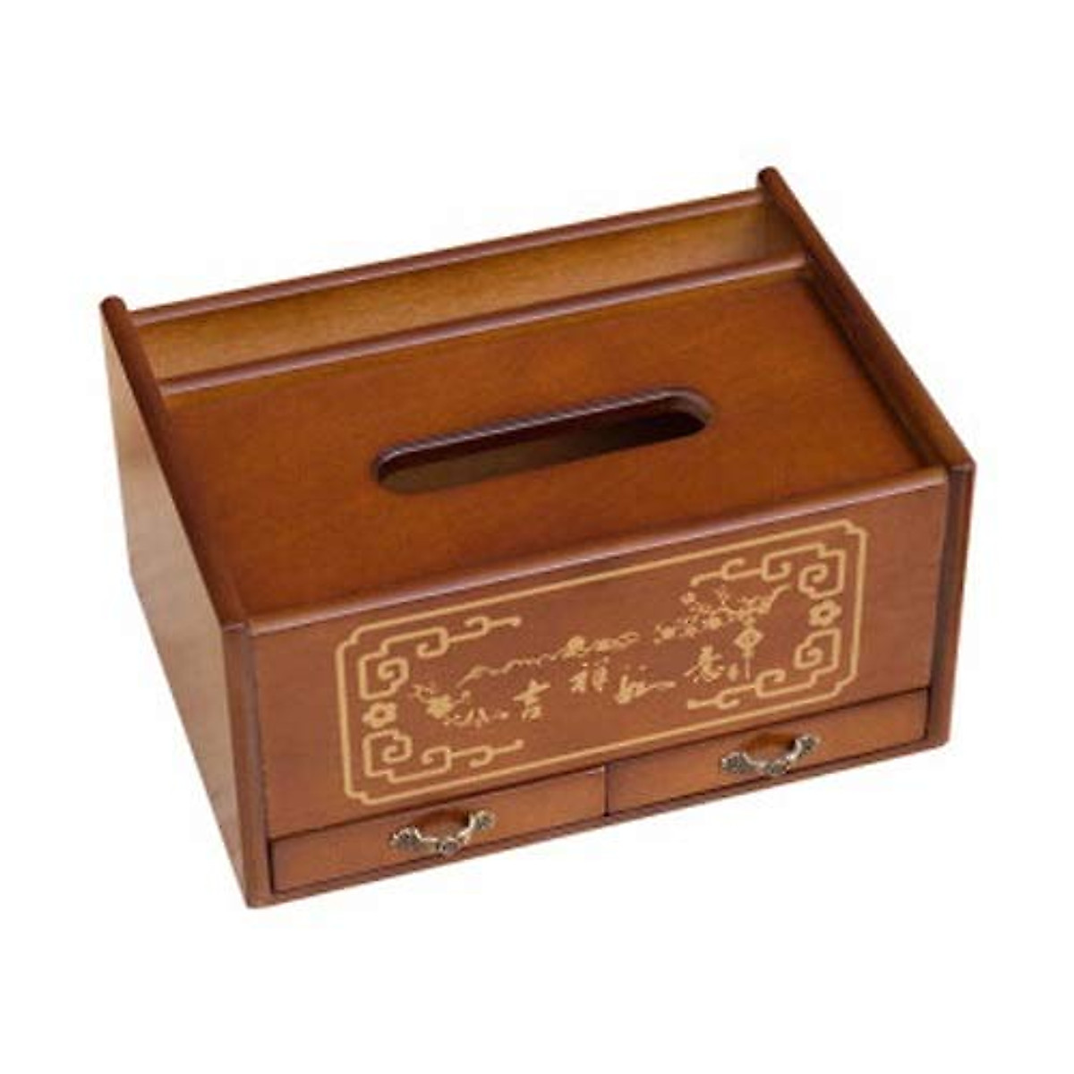 Living Room Home Creative Pumping Box Multifunctional Tissue Box Coffee Table Napkin Paper Box Wooden Remote Control Box Wood Mahogany Color Tissue Box Remote Control Storage Box (Brown)