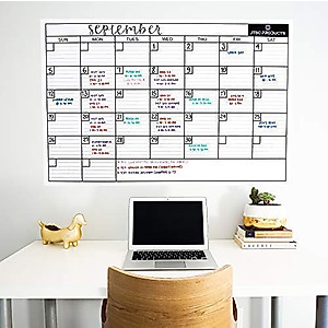 Dry Erase Wall Calendar 24x36 inch Monthly planner Undated Laminated, Includes Accessories