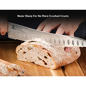 Piklohas Resharpenable Bread Knife, 10-inch Multifunction Serrated Knife, German HC Stainless Steel Bread Cutting Knife With Innovative Wavy Edge For Efficient Slicing, Razor Sharp For Homemade Bread