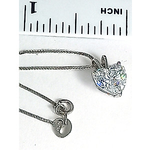 pierre lorren jewellery LUXURY 18K WHITE GOLD Heart Shaped Diamond Pendant SOLID Necklace for women with Solitaire Jewelry 18inch,Womens day present HANDMADE Women 1.5ct