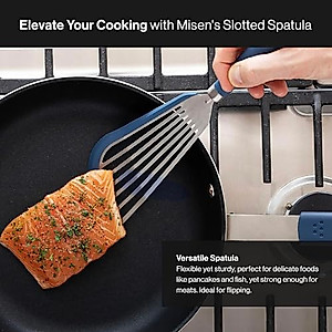Misen Fish Silicone Spatula - Slotted Turner for Cooking - Perfect for Frying - Heat Resistant - Dishwasher Safe -1mm Thick Flexible Flipper - Soft Silicone Grip Handle for Easy Use