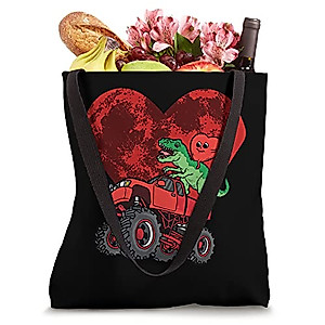 Heart Dinosaur Riding Monster Truck Valentines Day Moon Tote Bag