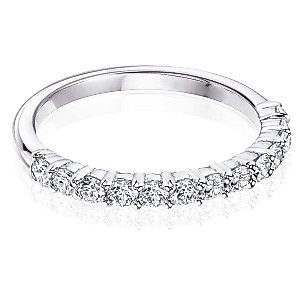 Sizeron 2mm Moissanite Wedding Bands Brilliant Round Half Eternity Promise Ring Christmas Gift For Women Size 8