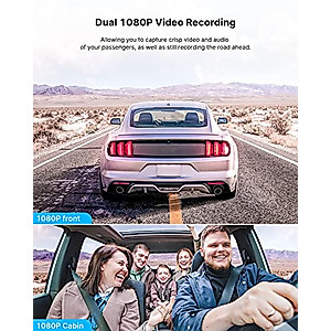 Dual Dash Cam Front and Inside 1080P Dash Camera for Cars IR Night Vision Car Camera for Taxi Accident Lock Parking Monitor 2 Mounting Options