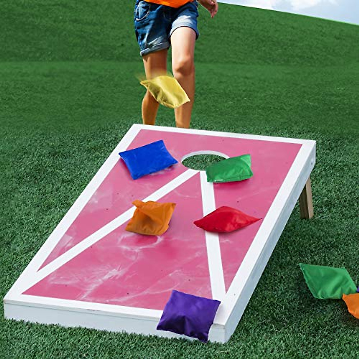 Prextex 12 Pack Nylon Bean Bags - Fun Sports Outdoor Family Games - Bean Bag Toss - Carnival Toy - Bean Bag Toss Game - Small Bean Bags for Kids - Bean Bags for Cornhole - Mini Bean Bags for Tossing