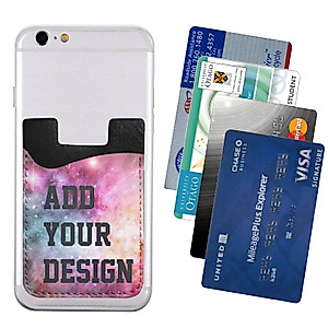 Khyijlo Custom Phone Card Pocket Holder Phone Card Stick Pu Leather Cell Phone Card Pocket, Id Credit Card Wallet Phone Case Pouch For Back Of Phone Compatible With Most Smartphones