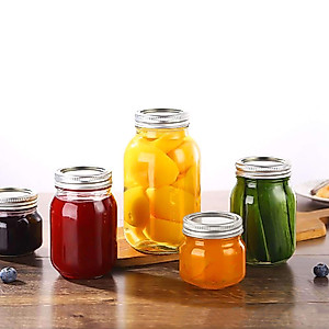 48Pcs Wide Mouth Canning Lids and Rings Mason jar lids Reusable Leak Proof Split-Type Silver Lids with Silicone Seals Rings (86mm)