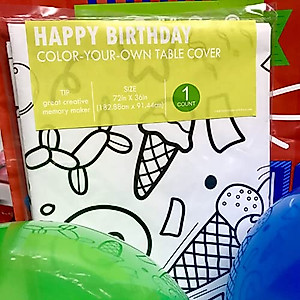 Huge Birthday Coloring Banner - 36 x 72 Inches Giant Paper Coloring Poster Paper Tablecloth for Kids Parties