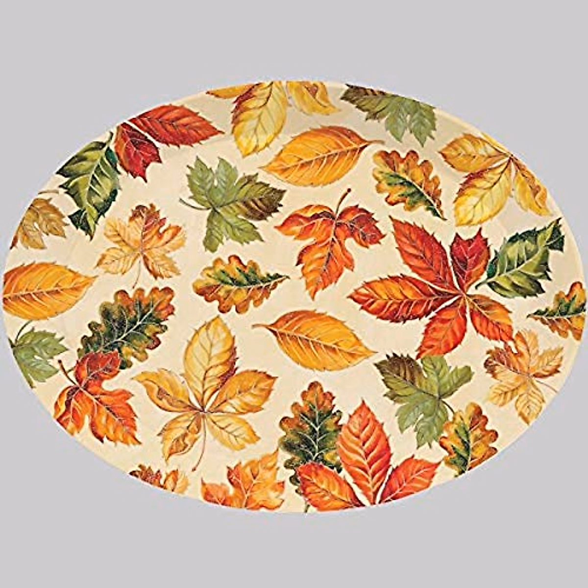 Creative Converting Fall Leaves Oval Plastic Tray, 10" x 13.25", Multicolor