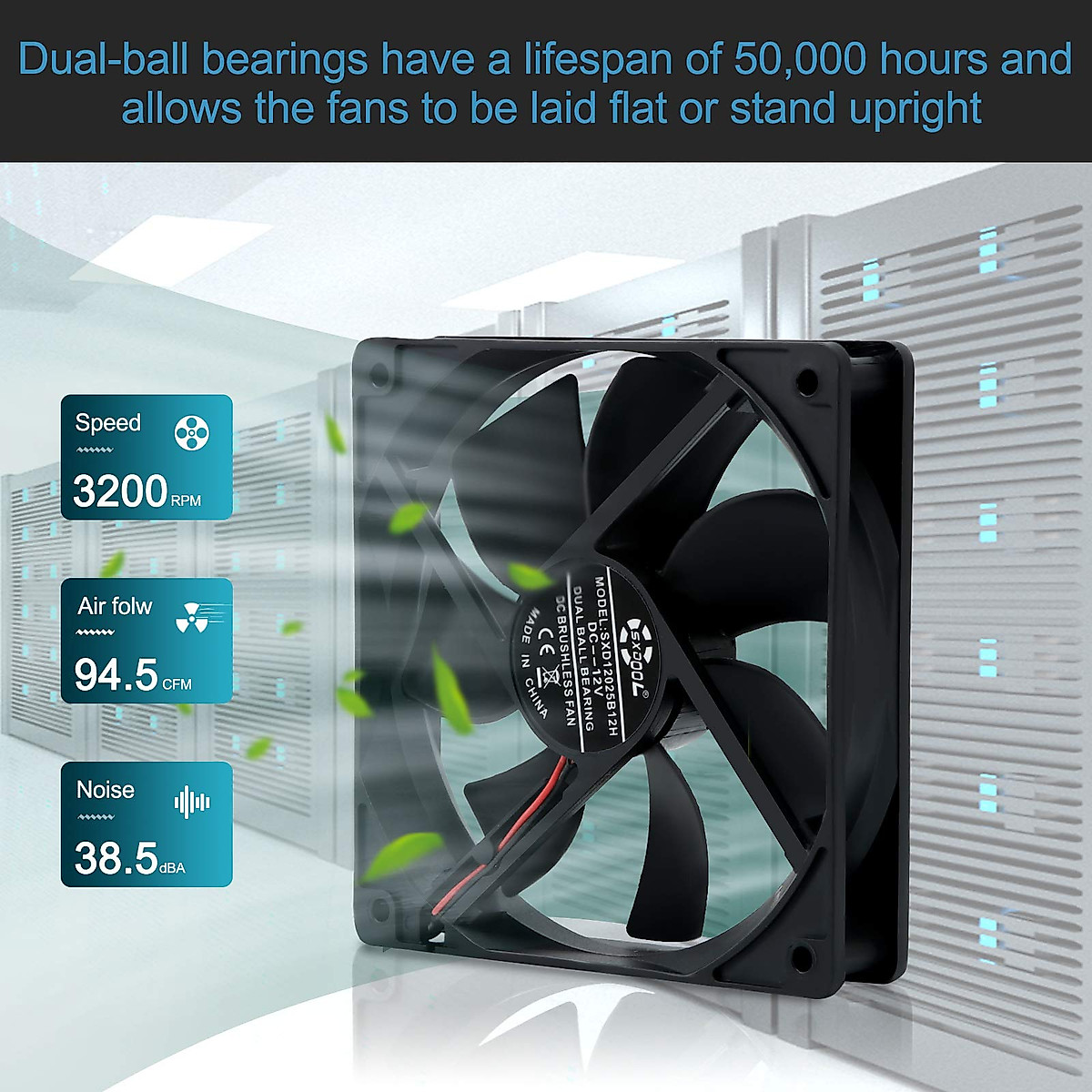 SXDOOL 120mm 110V 115V 120V AC Powered Fan with Speed Controller DC 3V to 12V, for Router Receiver DVR PlayStation Xbox Component Cooling