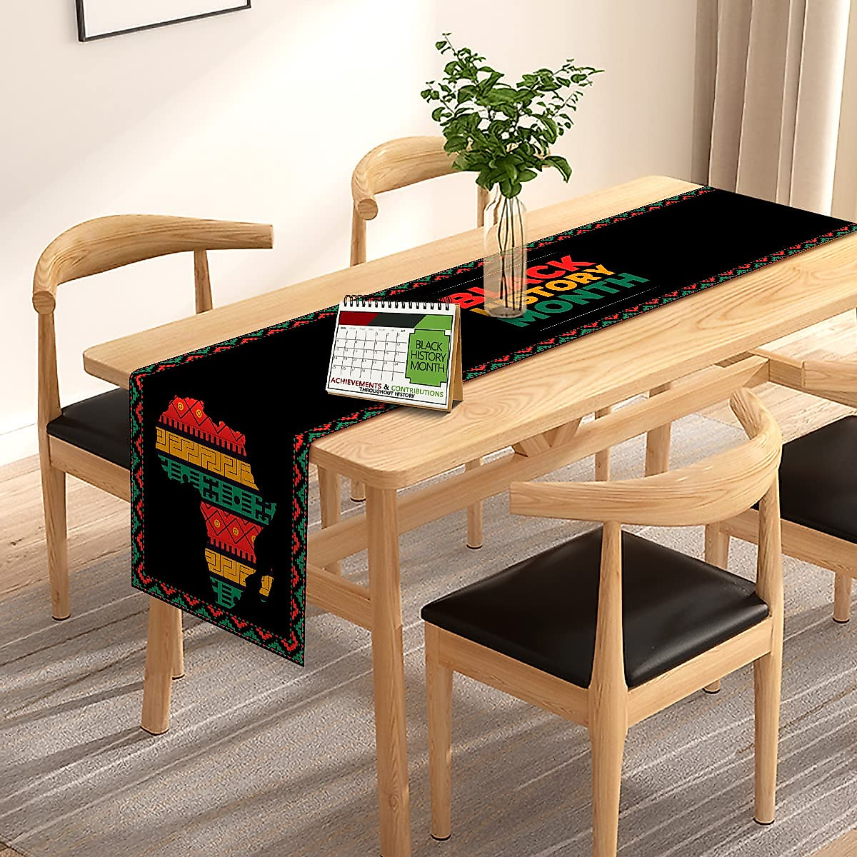 Pudodo Black History Month Table Runner African American Afro Festival Holiday Kitchen Dining Room Home Decoration (13" x 72")