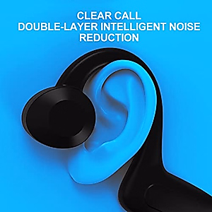 BD&M Wireless Bluetooth Open-Ear Headphones Waterproof Headset Microphone Hanging Earphone Bone Conduction Built-in with Mic for Sports Workouts and Running, Black