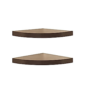 Danya B. Small Floating Wall Mount Laminate Corner Radial Accent Shelves (Set of 2) (Walnut)