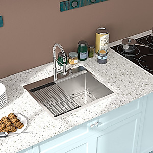 25 Kitchen Sink Drop In - Donsdey 25"x22" Kitchen Sink Ledge Workstation 16 Gauge Stainless Steel Single Bowl Drop In Topmount Laundry Utility Kitchen Sink Basin