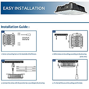 75W LED Canopy Light with UL Listed and DLC Certified,5000K,8625LM,300-350W HPS/HID Canopy Light Replacement,Waterproof and Outdoor Rated,Gas Station, Street, Area & Outdoor Lighting, 5 Year-Warranty.