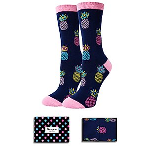 HAPPYPOP Pineapple Gifts Hawaiian Gifts Women - IVF Gifts Women Fertility Gifts, Funny Pineapple Socks Fruit Socks Black