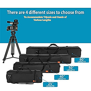 TORIBIO 25" Tripod Case Bag, Waterproof Lightweight Multifunctional Tripod Carrying Case with Shoulder Strap for Lights, Speakers, Cameras, Booms, Microphone Stands