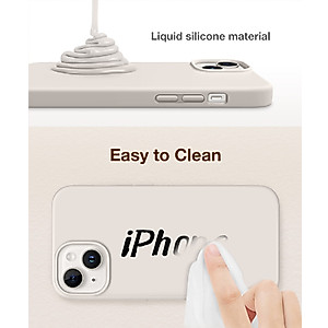 GONEZ for iPhone 14 Case Silicone, with 2X Screen Protector + 2X Camera Lens Protector, [Soft Anti-Scratch Microfiber Lining], Liquid Silicone Shockproof Protective Phone Cover 6.1", Stone