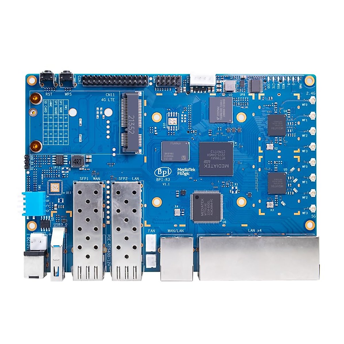 youyeetoo BPI-R3 Router Development Board MediaTek MT7986 8G EMMC with 2X SFP 2.5GbE/ 5X RJ45 GbE
