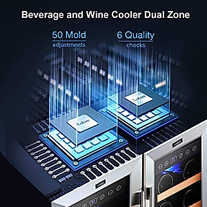 COLZER Wine and Beverage Refrigerator 24 inch, Dual Zone Wine Cooler Under Counter Lockable 18 Bottles and 57 Cans Fridge Built in Freestanding for Beer Soda Drink Bar Kitchen Cabinet Commercial