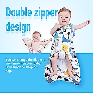Nearkoi Baby Transition Swaddle Sack,Baby Sleeping Bag with Arms Up Removable Long Sleeve,or Sleeveless,100% Cotton,Baby Sleep Sack for Appease The Baby,Blue,17-22lbs