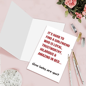 Leinessy Funny Anniversary Card for Boyfriend, Humor Valentines Day Card for BF, Hilarious Love Card for Him