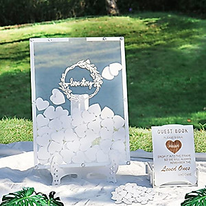 HYMENEX Wedding Guest Book, Guest Book Wedding Reception, Wedding Guest Book Alternative with 100 Wooden Hearts Guest Book Alternatives for Guests to Sign for Wedding Anniversary Baby Shower