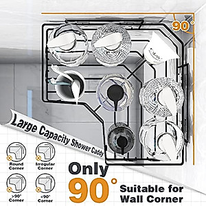 Monjuae Corner Shower Caddy 3 Pack, Shower Organizer, Strong Adhesive Shower Shelves, No Drilling, Waterproof, Rustproof Corner Shower Shelf for Inside Shower, Shower Rack for Bathroom, Kitchen, Black