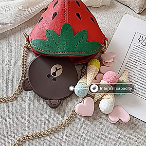 Strawberry Shape CrossBody Purse Bag,Cellphone Shoulder Bags Card Holder Wallet PU Phone Shoulder Wallet for Women Girl (Red)