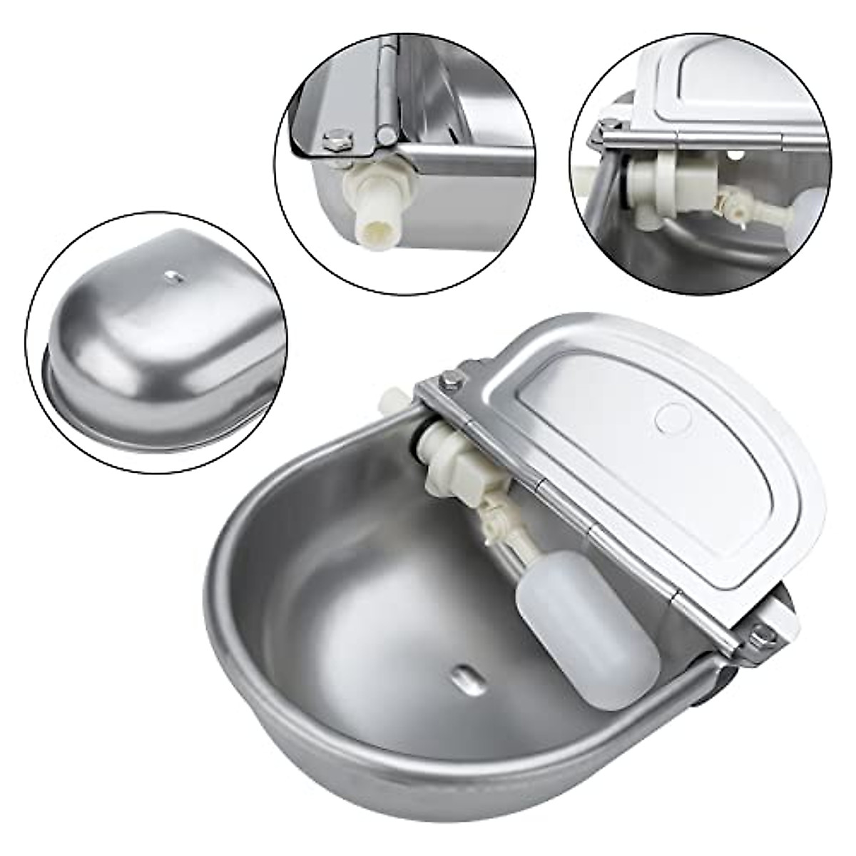 Mono-gatari Automatic Waterer Water Bowl Farm Livestock Stainless Steel Animal Drinking Water Bowl for Pigs Horse Cattle Goat Sheep Dog (Without Drainage Hole)