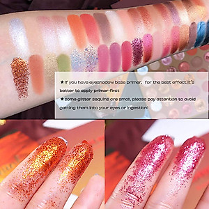 BestLand Pro 35 Colors Glitter Eyeshadow Palette with Eyeshadow Brush，Highly Pigmented Pressed Soft Creamy Metallic Matte Shimmer Naked Eye Shadow Powder Makeup Palette Set