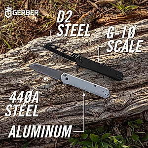 Gerber Gear Spire Pocket Knife - 2.93" Plain Edge Blade Assisted Opening Folding Knife - EDC Gear and Equipment - Aluminum
