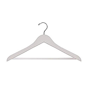 NAHANCO 8017WCH20 17" Wooden Suit Hanger, Low Gloss White Finish and Bright Chrome Hardware (Pack of 20)